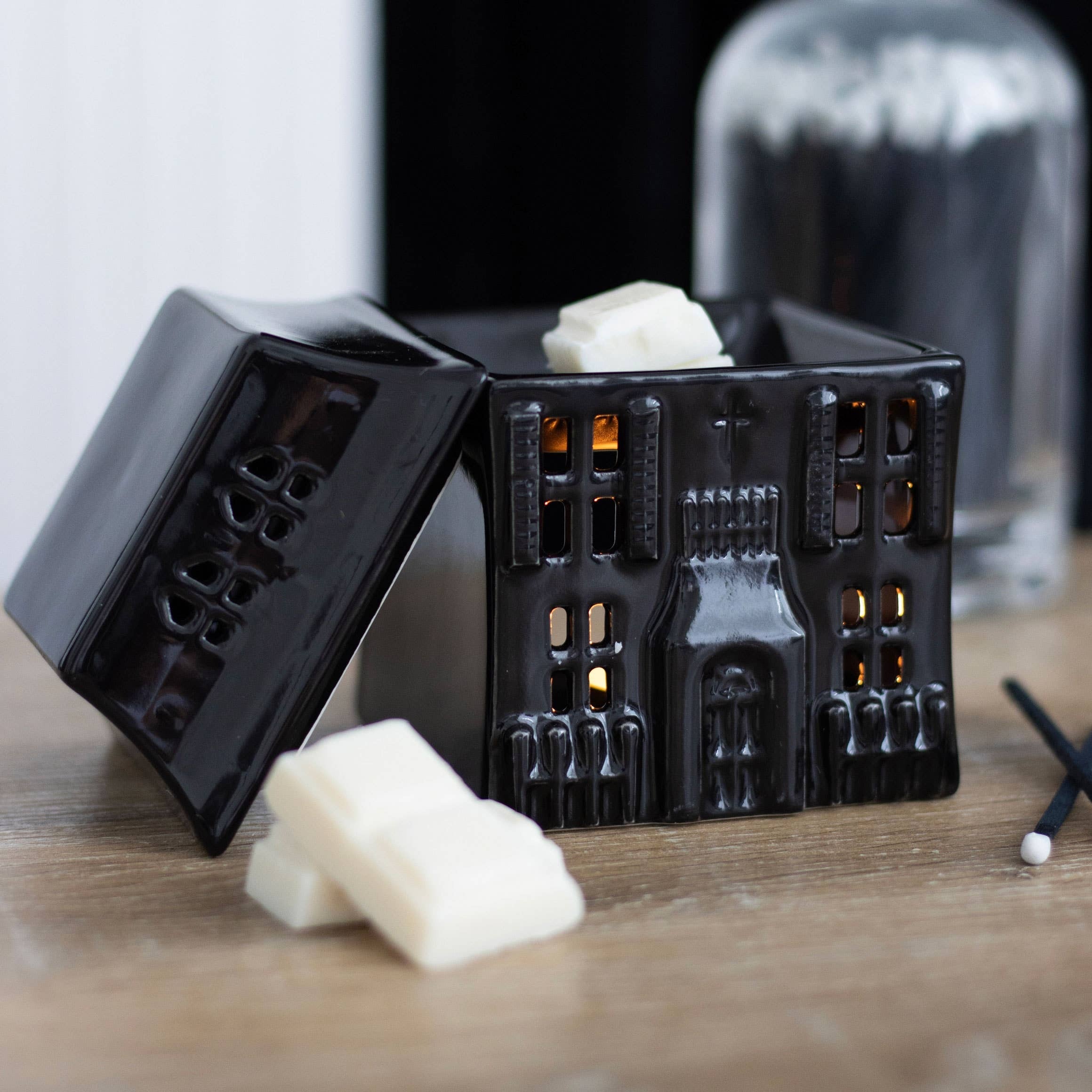 Gothic Black Haunted House Oil Burner | House of the Triple Moon